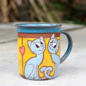 Coffee Cup Handmade, Cat Design Cup, Ceramic Mug, Cats Accessories ...