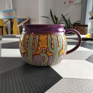 Cup with cactus Cactus lover's gift Pottery cactus cup | Etsy