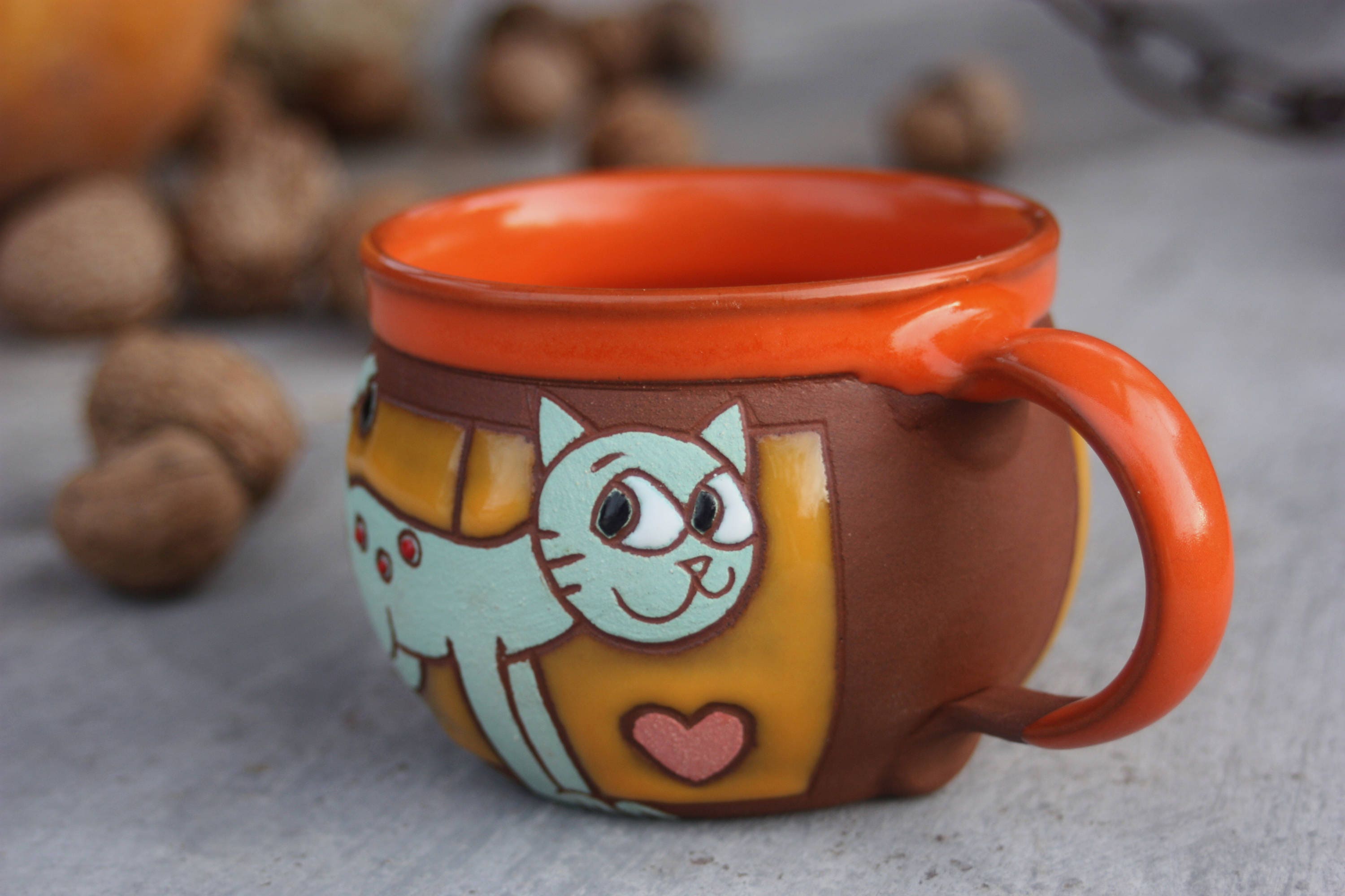 Cat Lover Gift Coffee Mug Pottery Cat Mug Pottery Cat Mug - Etsy