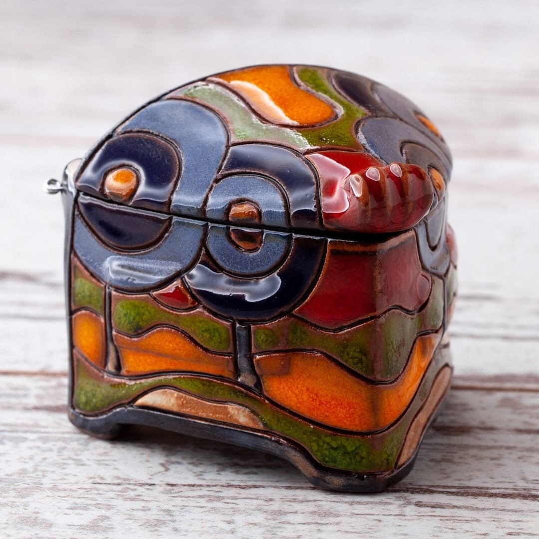 Handmade Ceramic Jewelry Box: Hand-painted Pottery Keepsake Box - Etsy