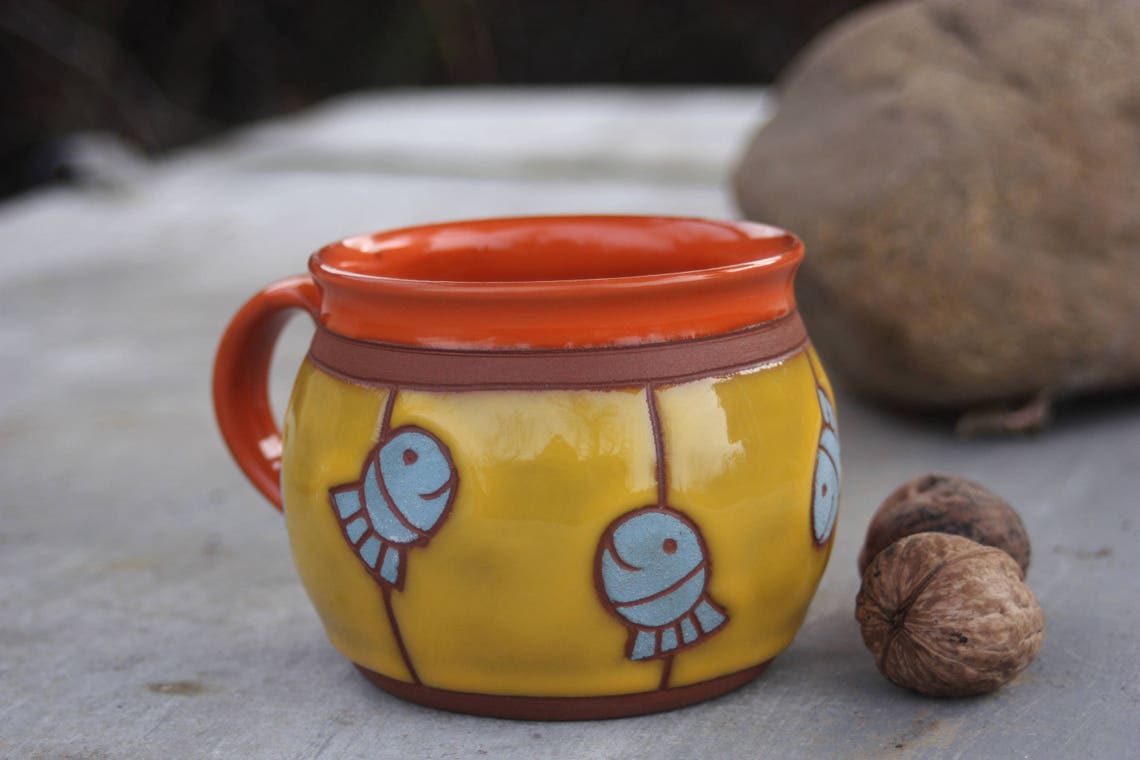 Ceramic Mug Fish Mug Pottery Handmade Pottery Mug Ceramic - Etsy