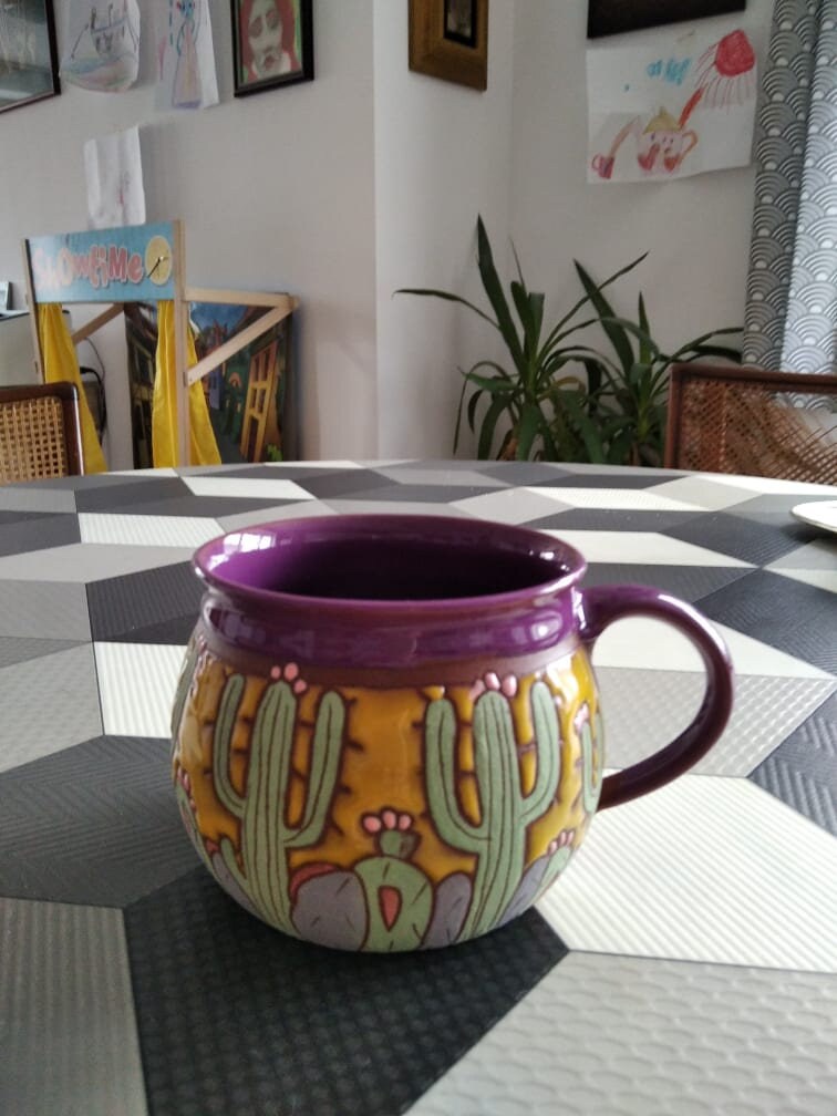 Cup with cactus Cactus lover's gift Pottery cactus cup | Etsy