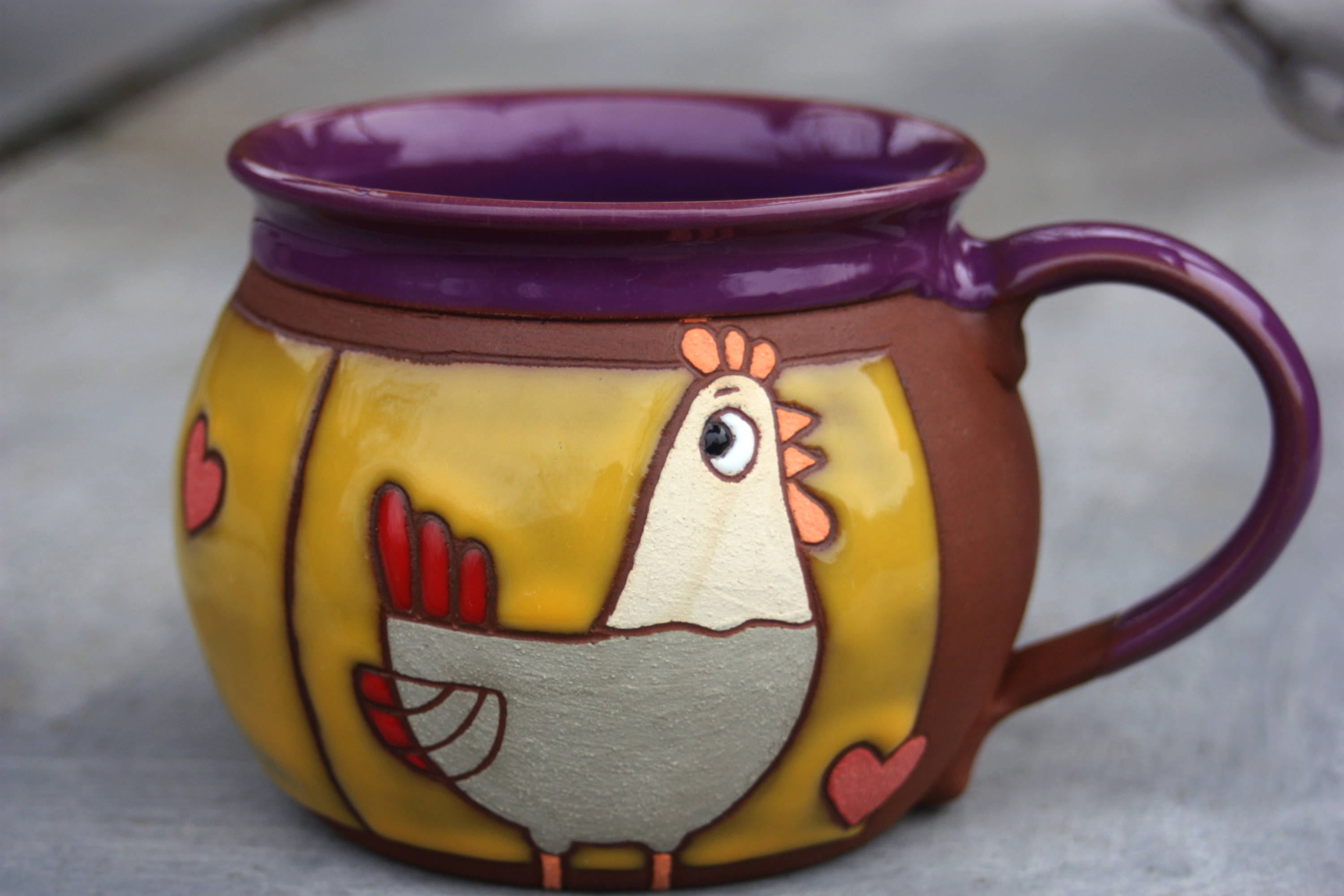 Handmade ceramic mug with chicken Pottery mug Handmade mug | Etsy
