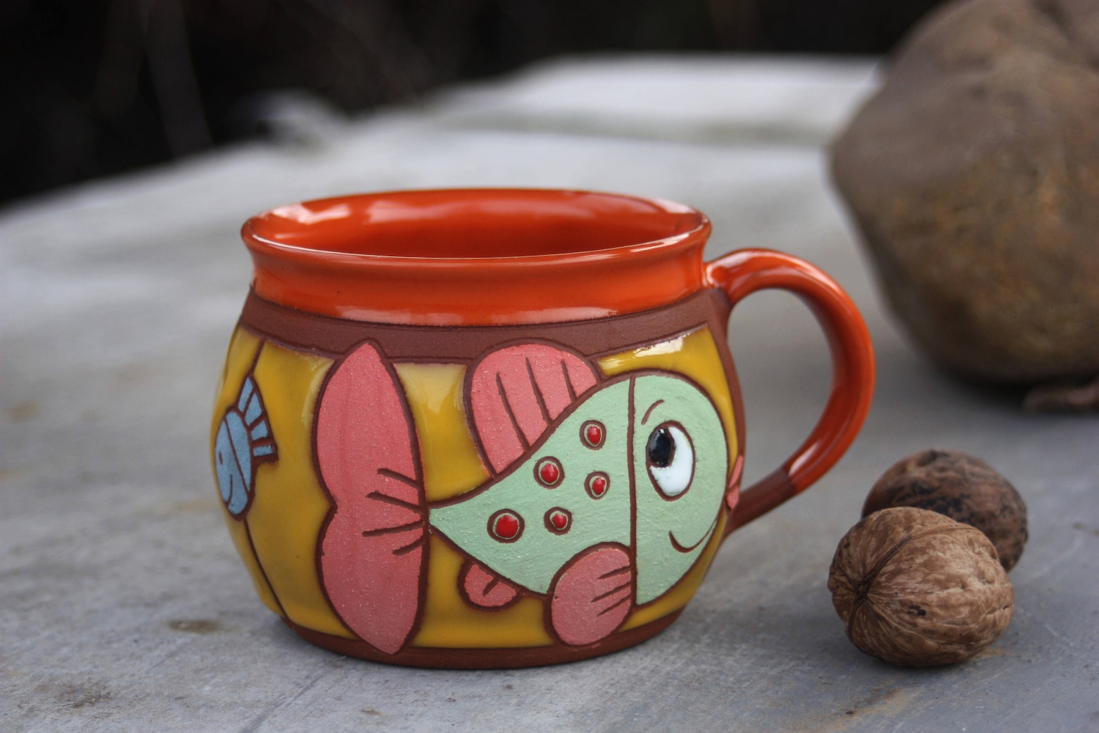 Ceramic mug Fish mug Pottery handmade Pottery mug Ceramic | Etsy