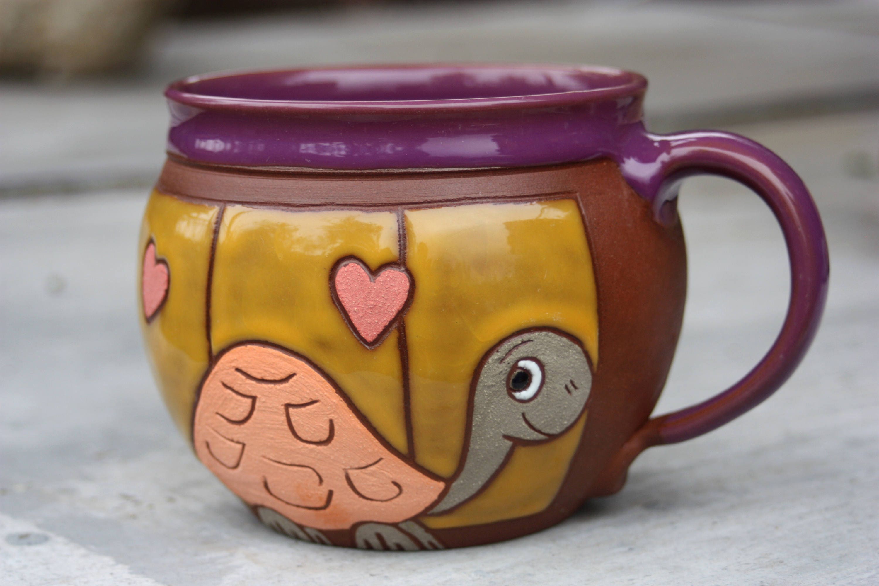 Handmade Ceramic Mug With Turtle Pottery Mugs Handmade Mugs | Etsy