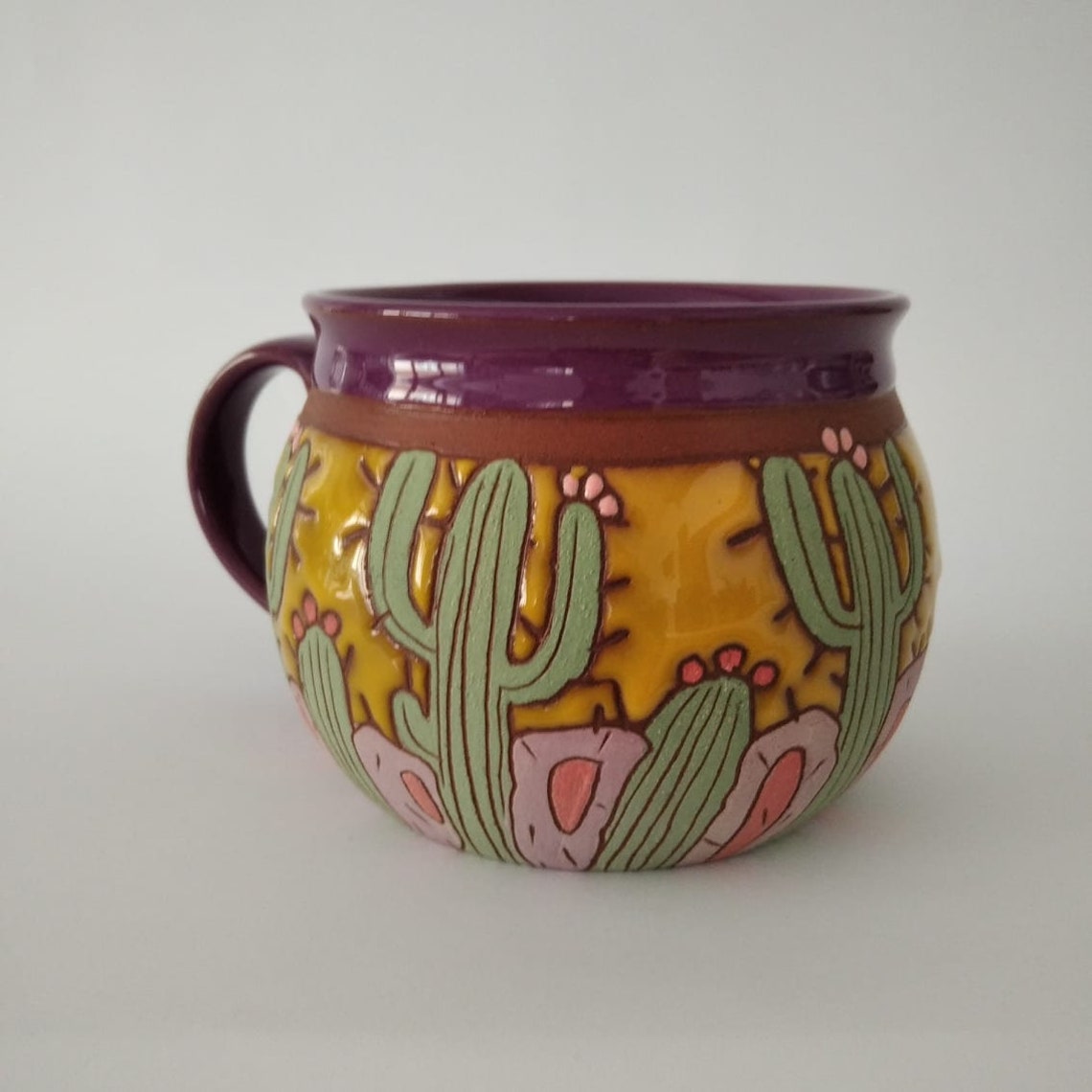 Cup With Cactus Cactus Lover's Gift Pottery Cactus Cup - Etsy
