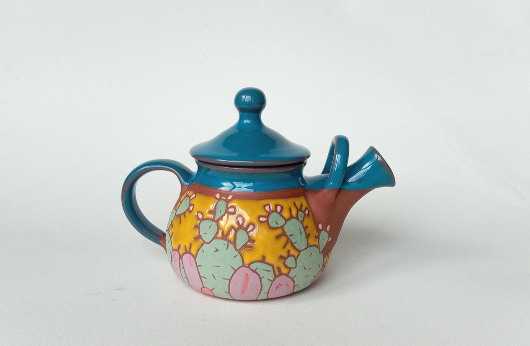 Pottery Teapot, Unique Teapot With Cactus, Ceramic Tea Pot, Handmade ...