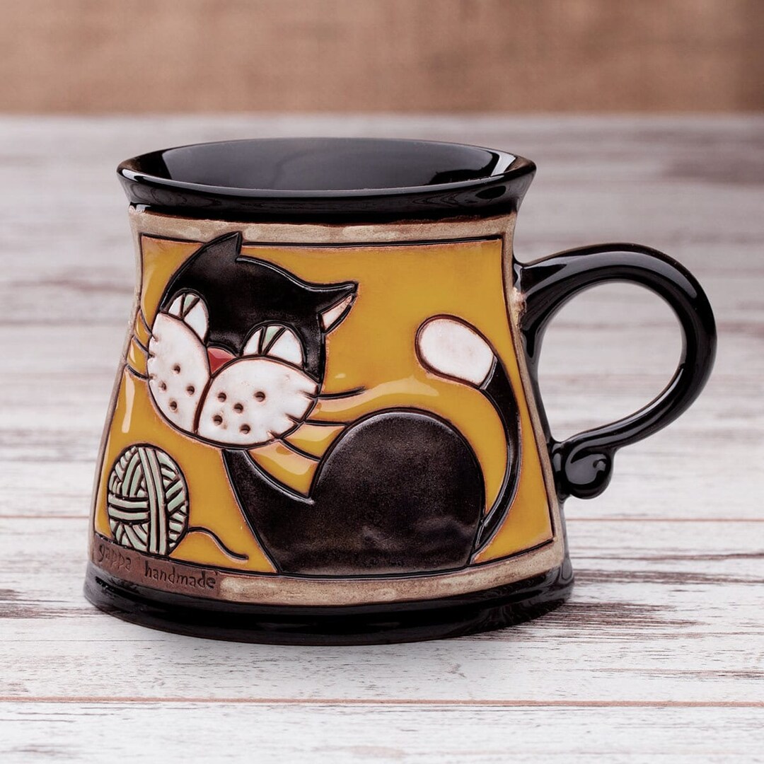 Ceramic Mug, Cat Mug, Coffee Mug, Pottery Mug, Funny Kids Mug, Pottery ...