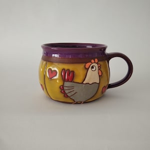 Ceramic Coffee Mug, Chicken Mug, Coffee Cup Handmade, Pottery Mug ...