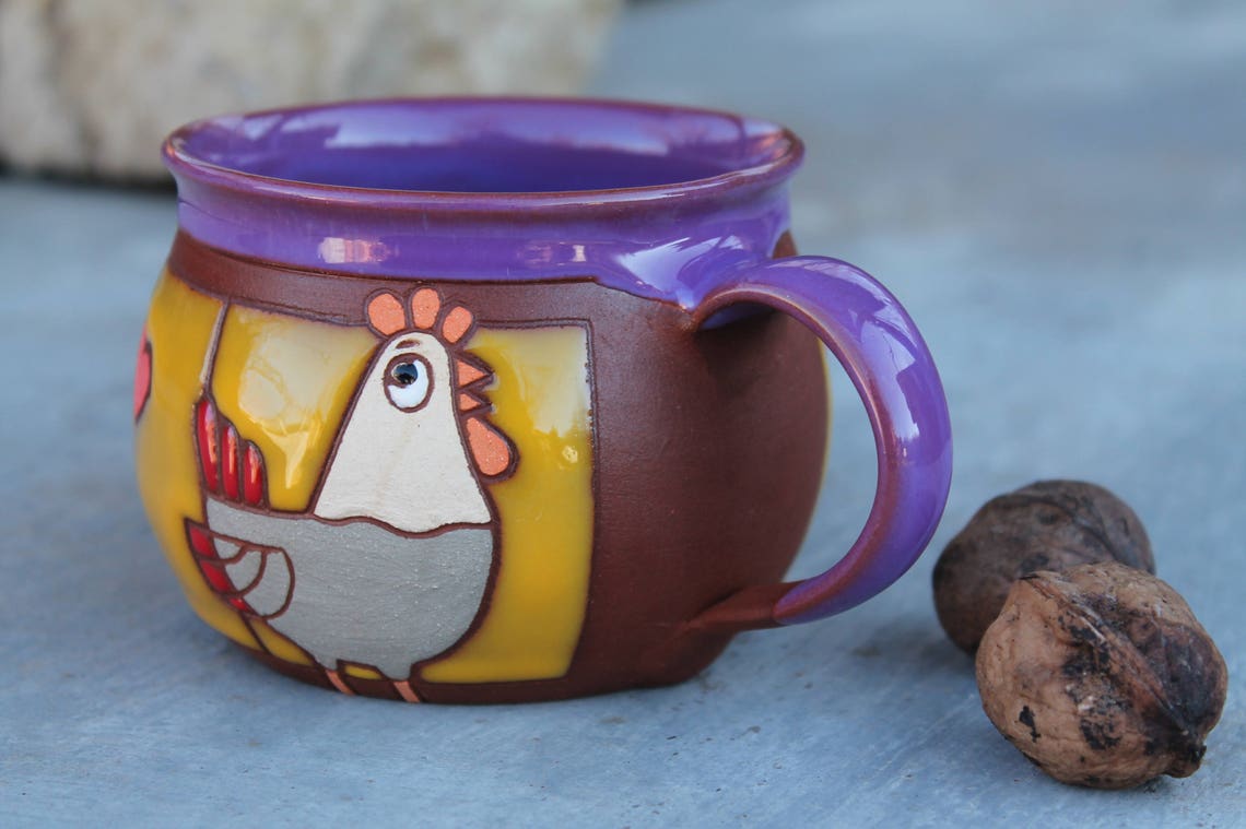 Ooak Mug Kids Mug Chicken Mug Handmade Mug Ceramic Hen - Etsy
