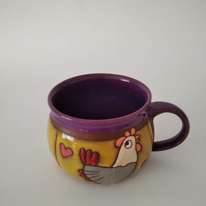 Ceramic Coffee Mug, Chicken Mug, Coffee Cup Handmade, Pottery Mug ...