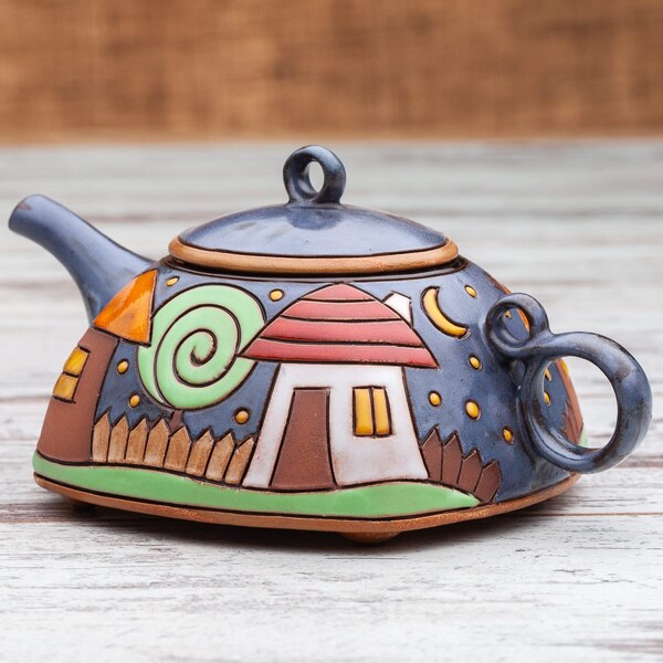 Pottery Teapot - Etsy