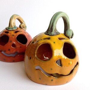 Ceramic Pumpkin With Light up Led Battery, Spooky Jack O' Lantern ...