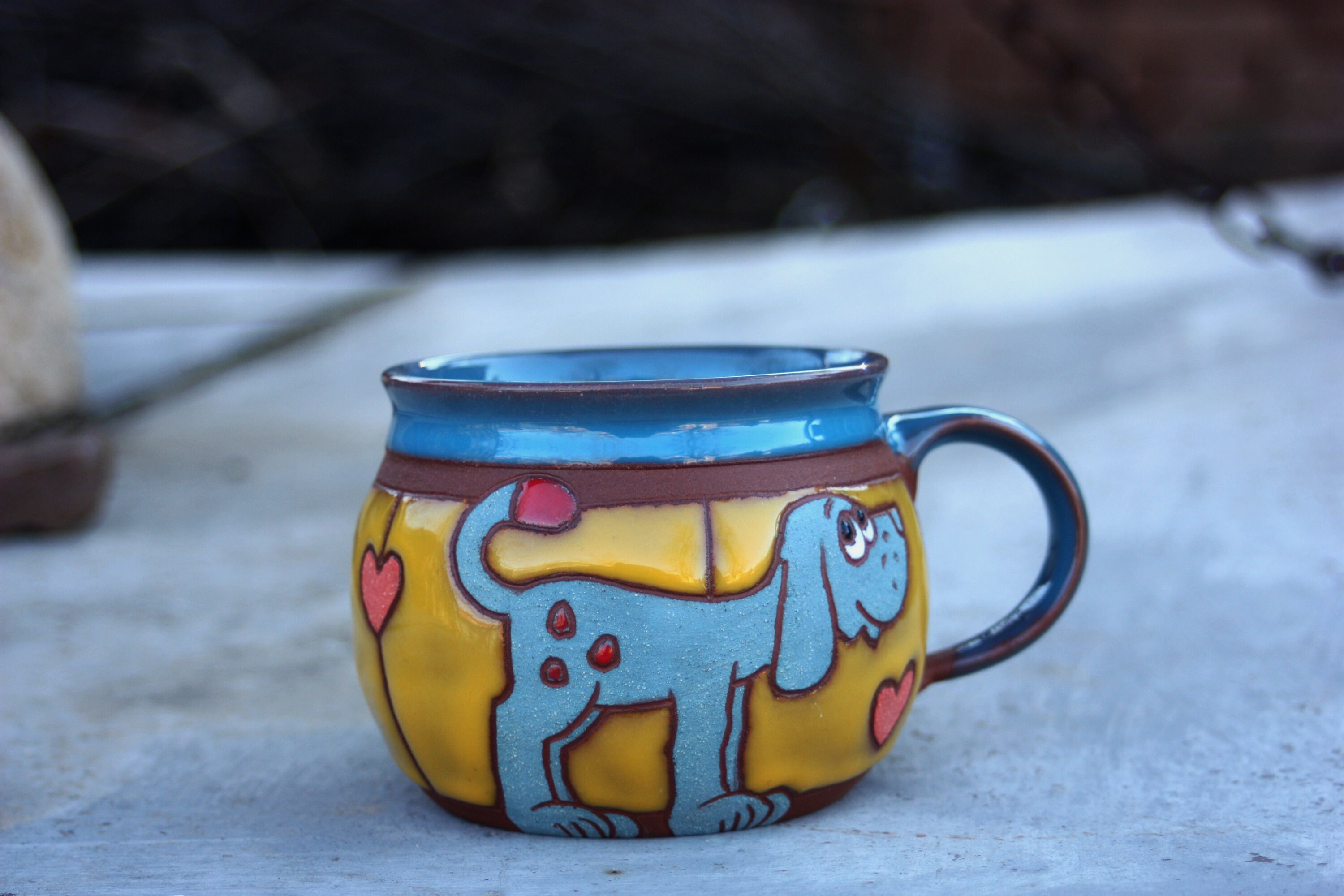 Funny Handmade Mug With Dog, Funny Animals Mug, Pottery Mug, Dog Mug ...