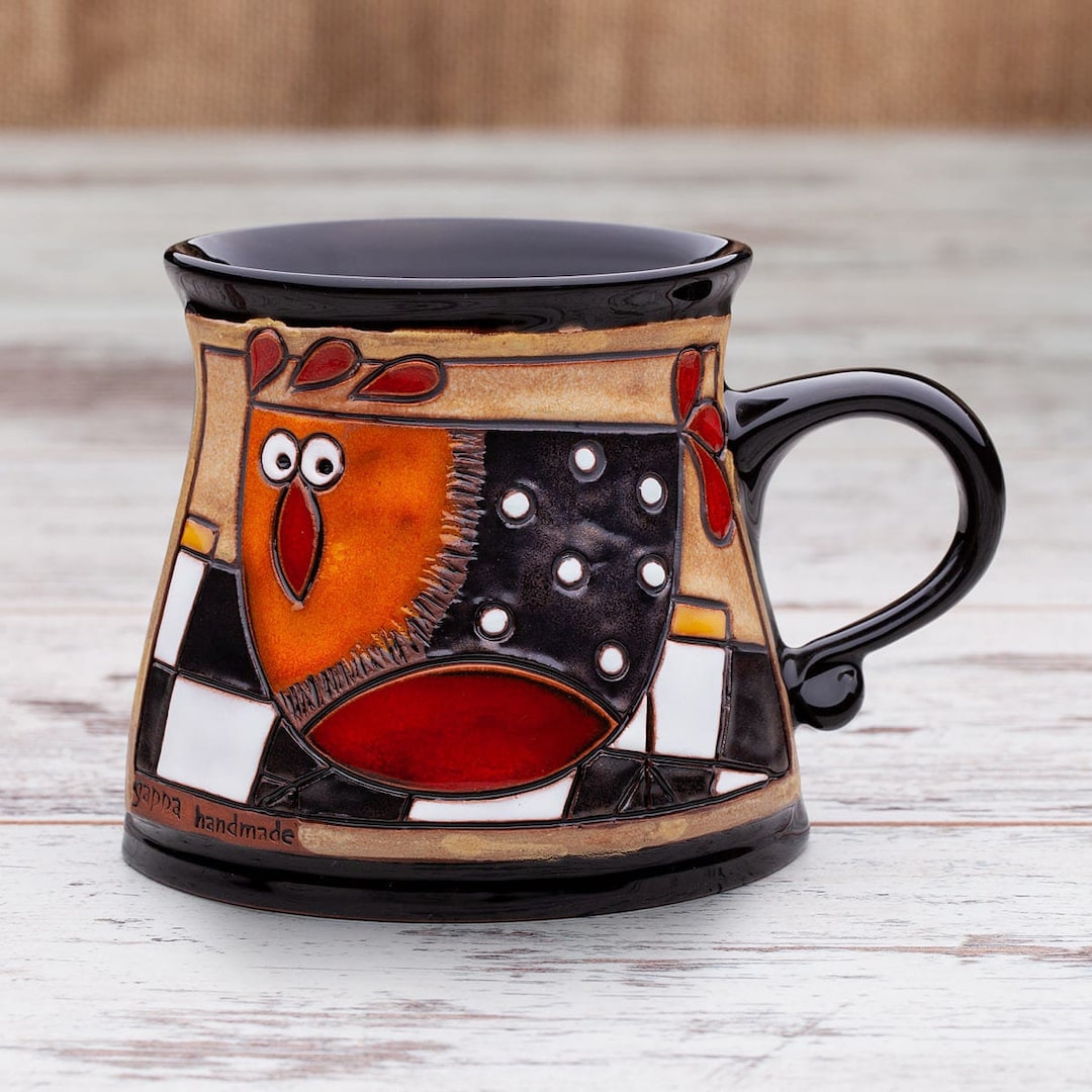 Funny Handmade Mug With Chicken, Funny Animals Mug, Pottery Mug ...