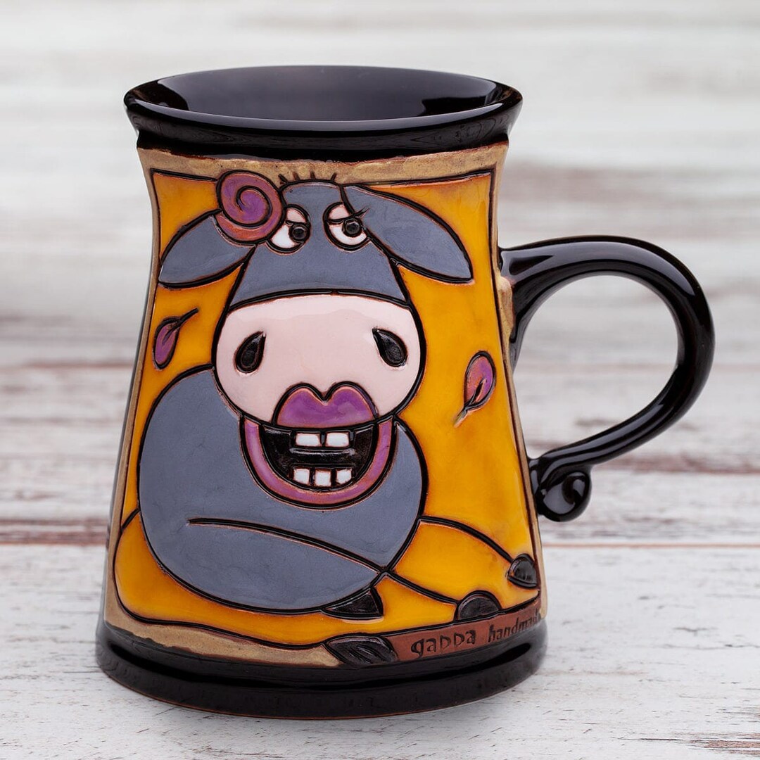 Handmade Ceramic Mug With Donkey, Pottery Mug, Handmade Mugs, Funny ...