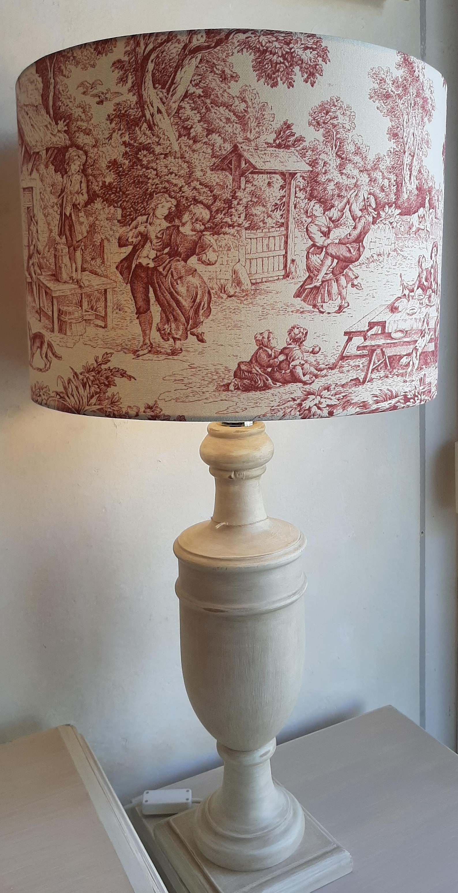 Lampshade Toile De Jouy Red and White Italian Fabric Chic | Etsy