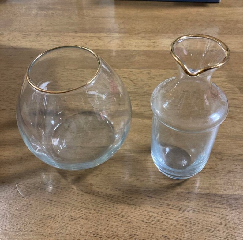 Glass Sake Set With Ice Bucket ; Japanese Vintage ( Unused ...