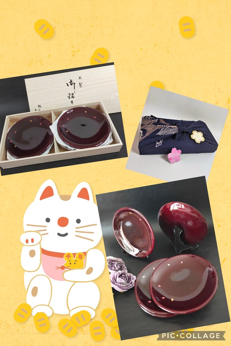 Vintage Japanese Lacquerware Plate 5 Pcs/set Dark Burgundy | Etsy