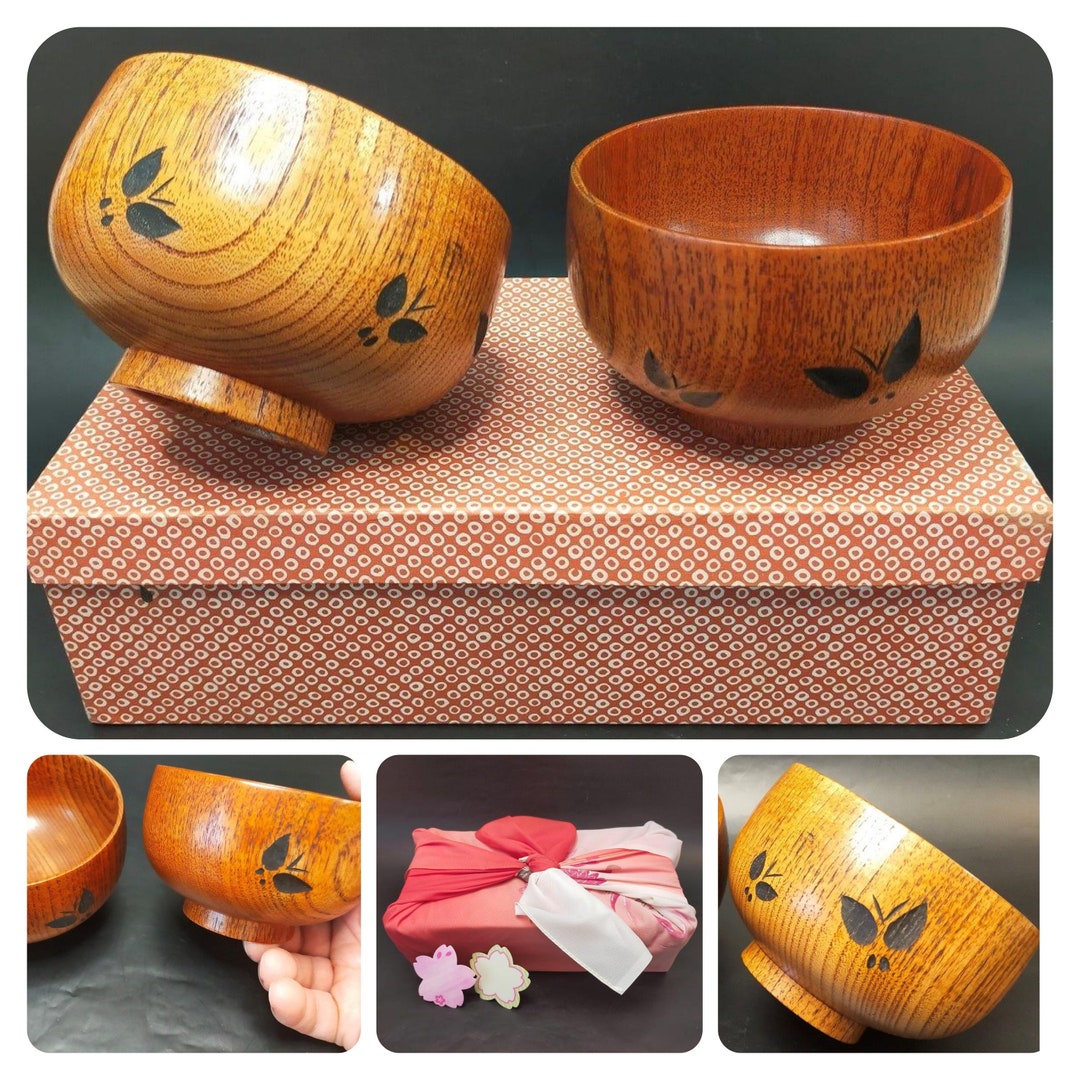 Two Vintage Japanese Handcarved Wooden Bowls Gift Ready - Etsy