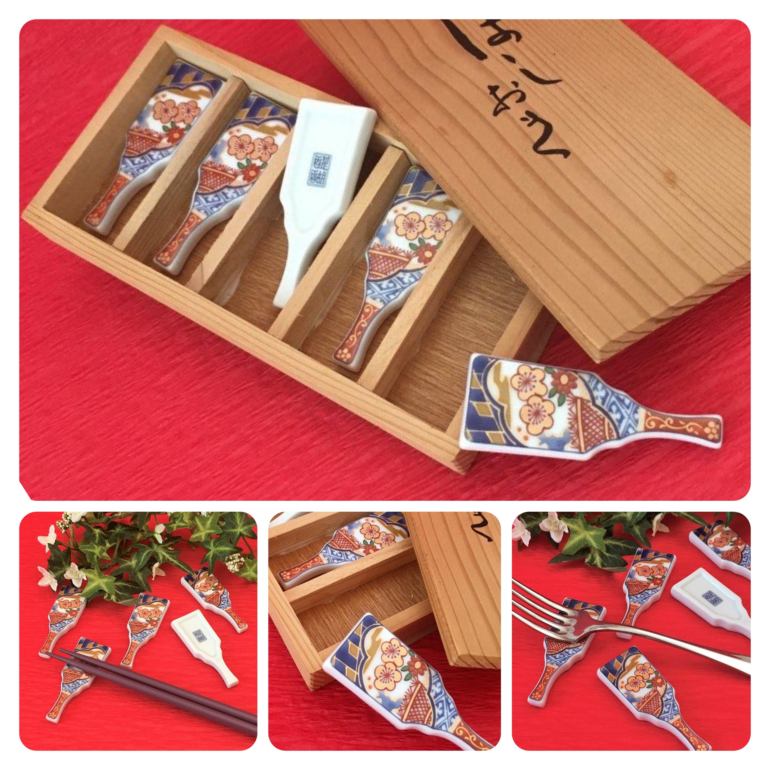 Japanese Battledore Chopsticks Rest Brush Rests set of 5 Vintage Unused ...