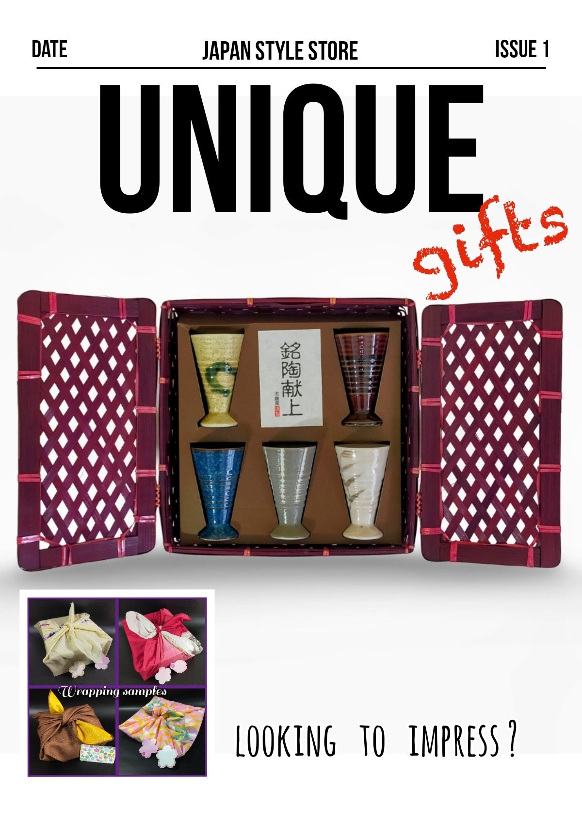 Five Cone Shaped Sake Cups ; With Beautiful Bamboo Box! Tea Cups ...