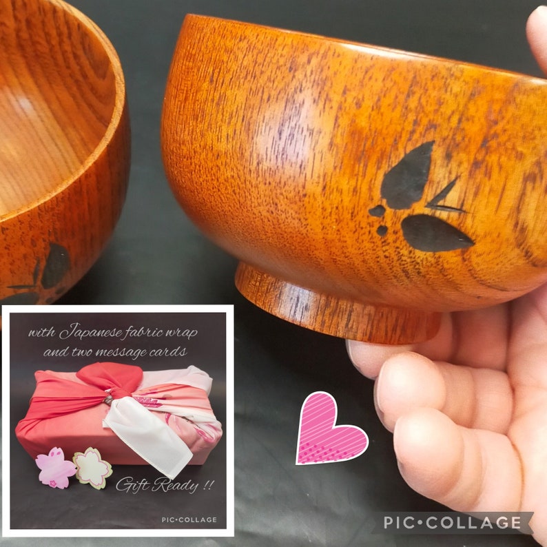 Two Vintage Japanese Handcarved Wooden Bowls ; Gift Ready ; Japanese ...