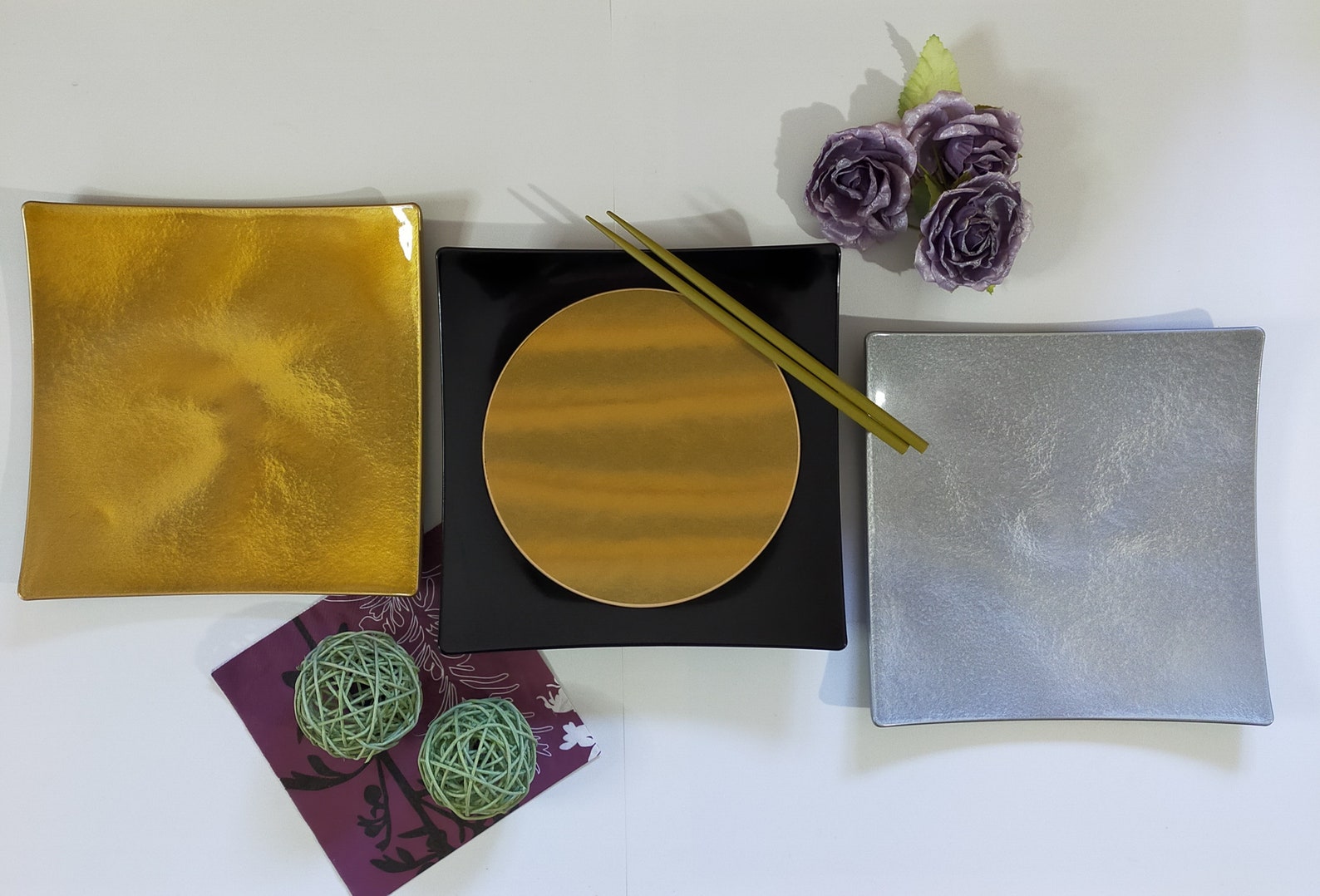 Modern Japanese 8.85 Square Plates Set of 3 8.85 Gift Ready Fine ...