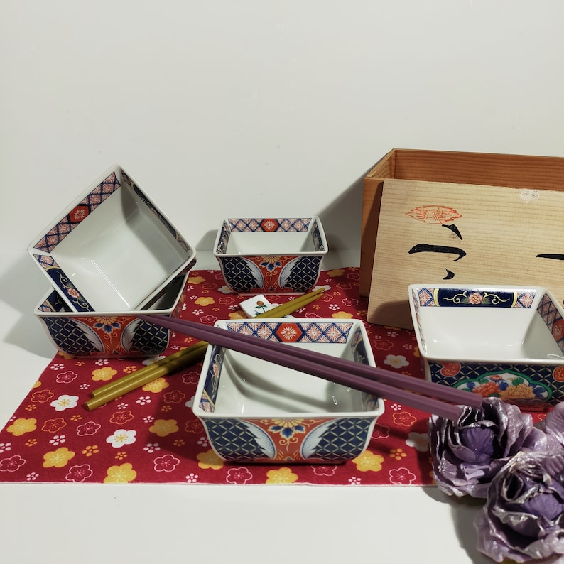 Japanese Square Ceramic Bowls 5 Pcs / SET Vintage Unused - Etsy