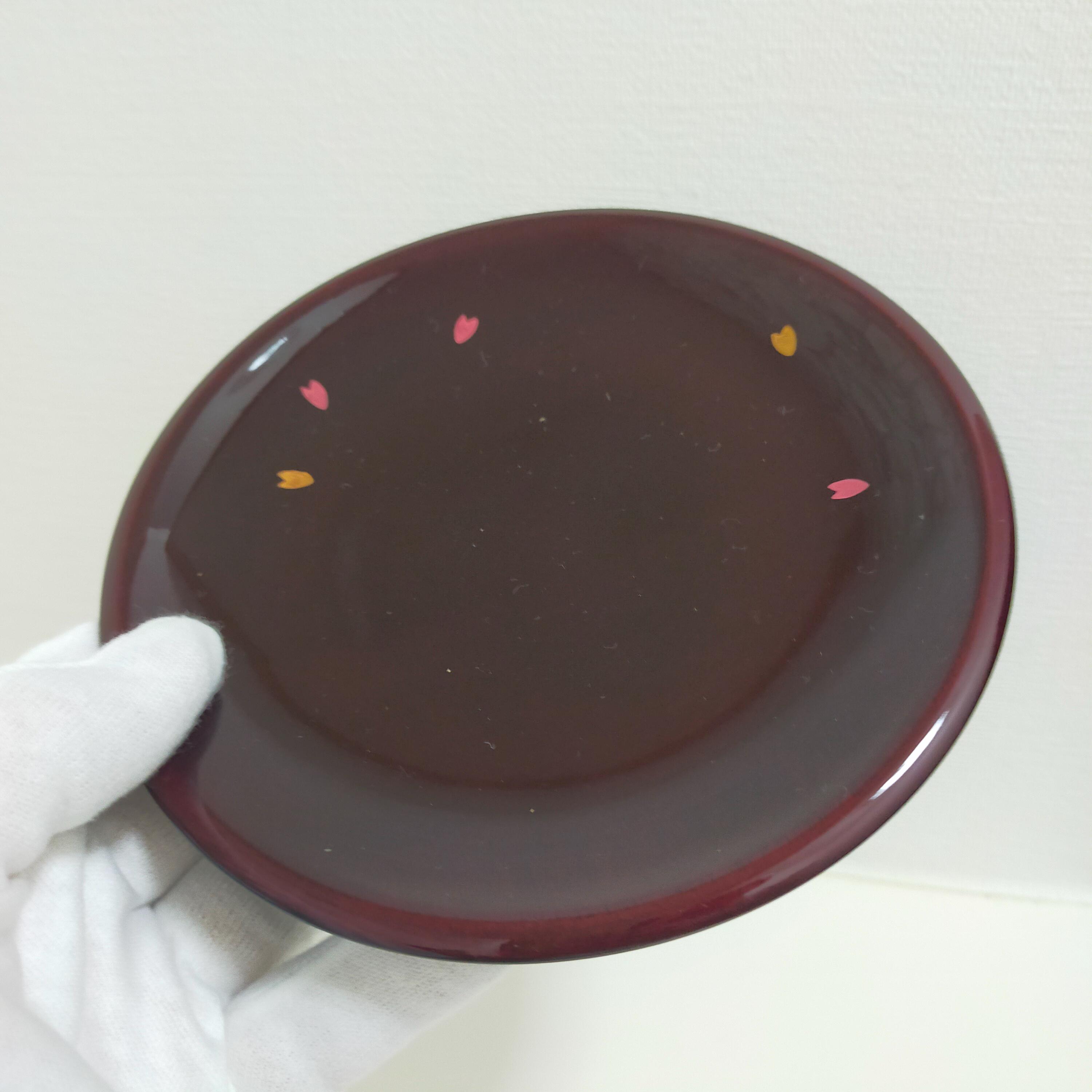Vintage Japanese Lacquerware Plate (5 Pcs/set) Dark Burgundy ; Hand ...