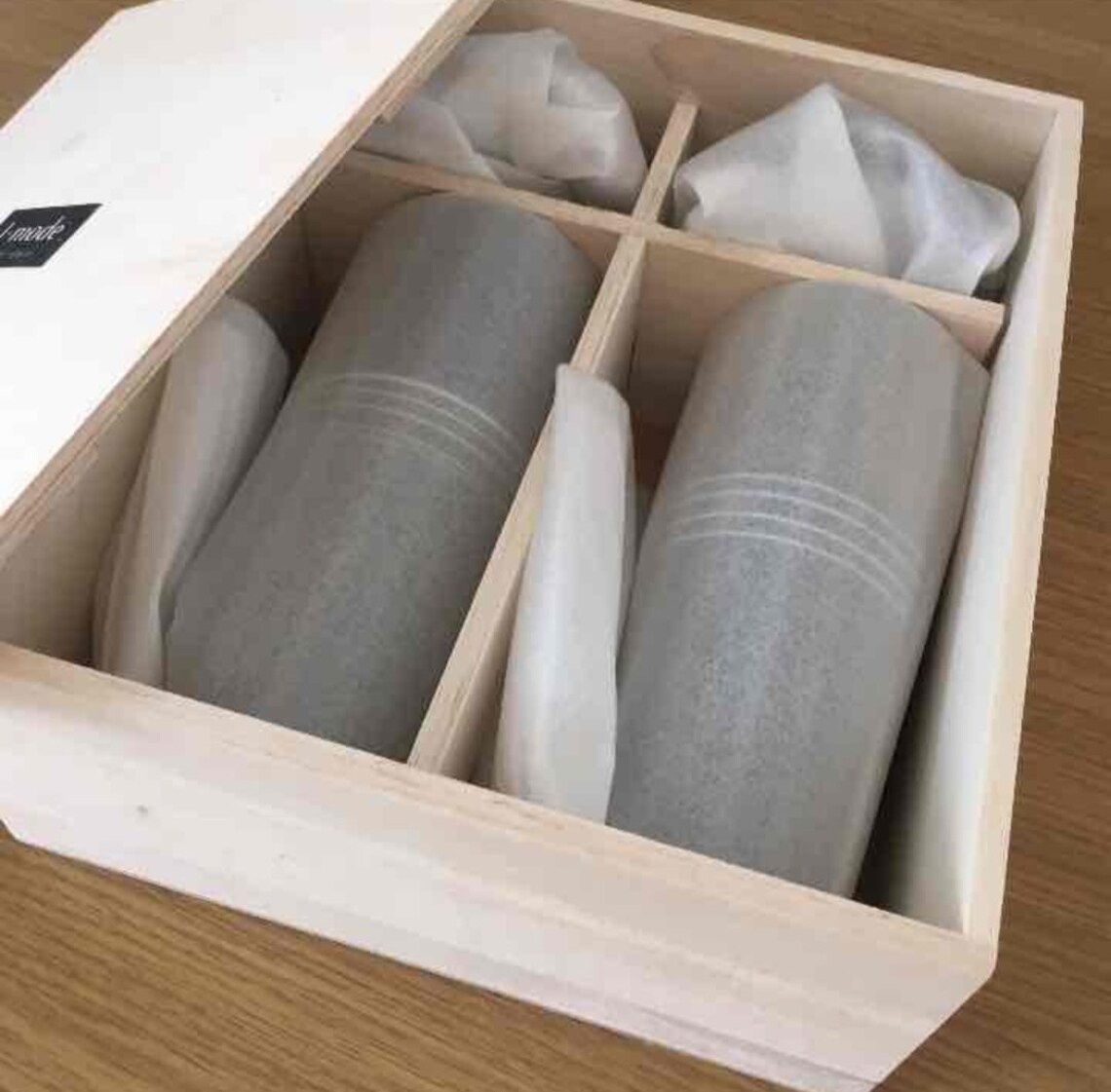 Two Ceramic Tumblers & Matching Small Plates Set Wooden Box - Etsy