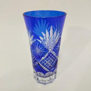 Japanese "kiriko" Cut Glass SET ; Vintage Unused ; With Wooden Box ...