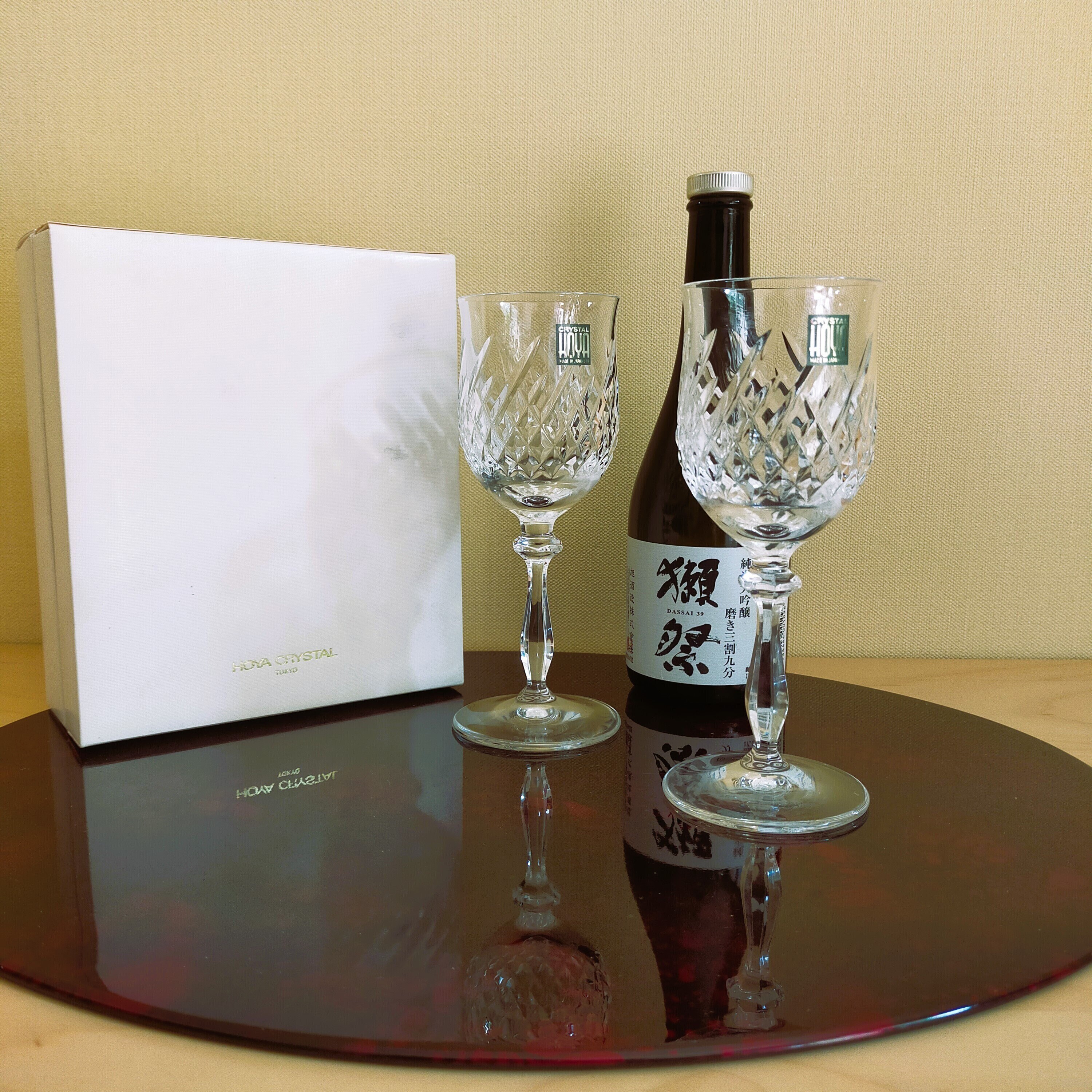 Hoya Crystal Japan Handcut Glass Pair Wine Glass, Sake Glass Vintage ...
