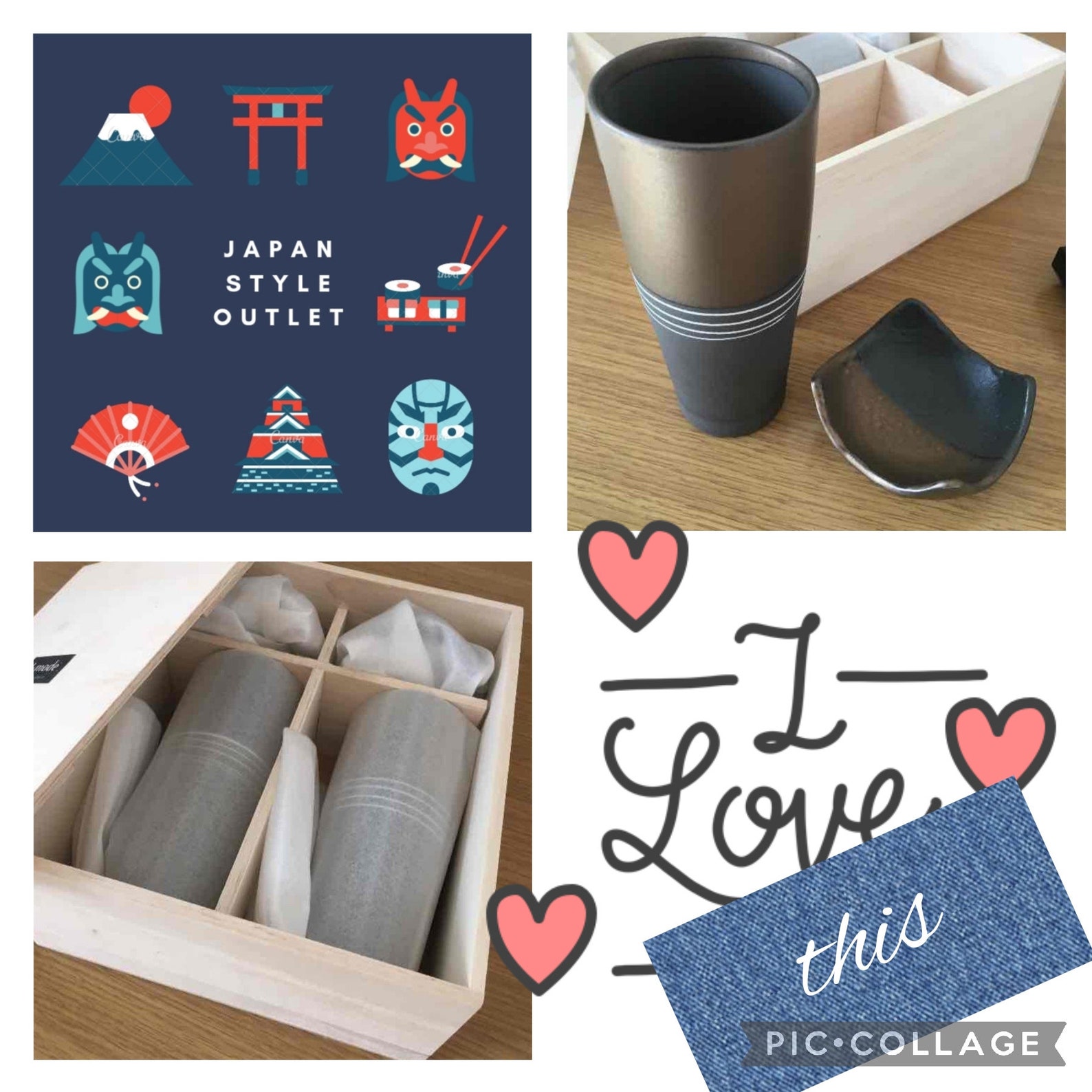 Two Ceramic Tumblers & Matching Small Plates Set Wooden Box - Etsy