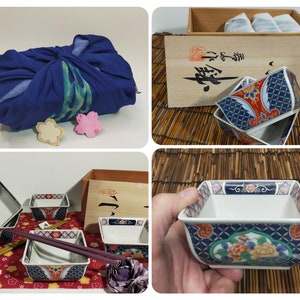 Japanese Square Ceramic Bowls (5 Pcs / SET ) ; Vintage Unused ; Gift ...