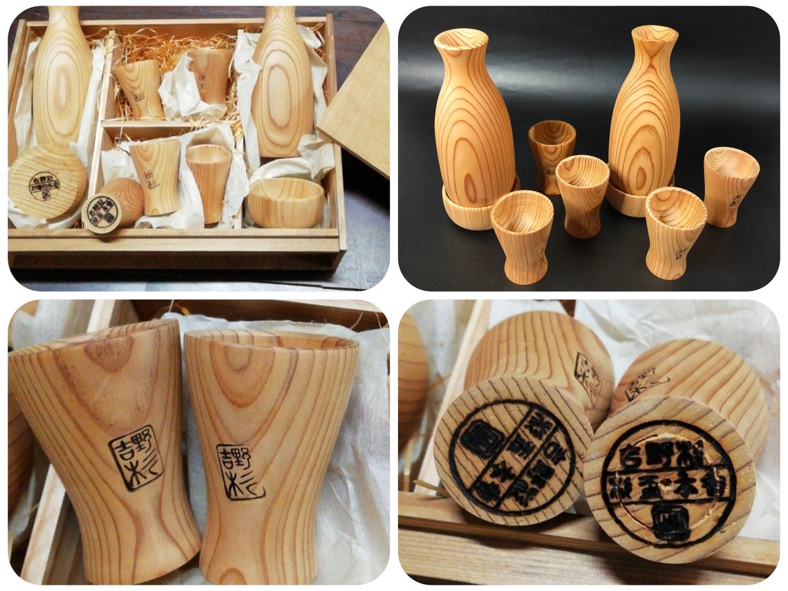 Japanese Hinoki Wood Sake Set Gift Wrapped Vintage Unused - Etsy