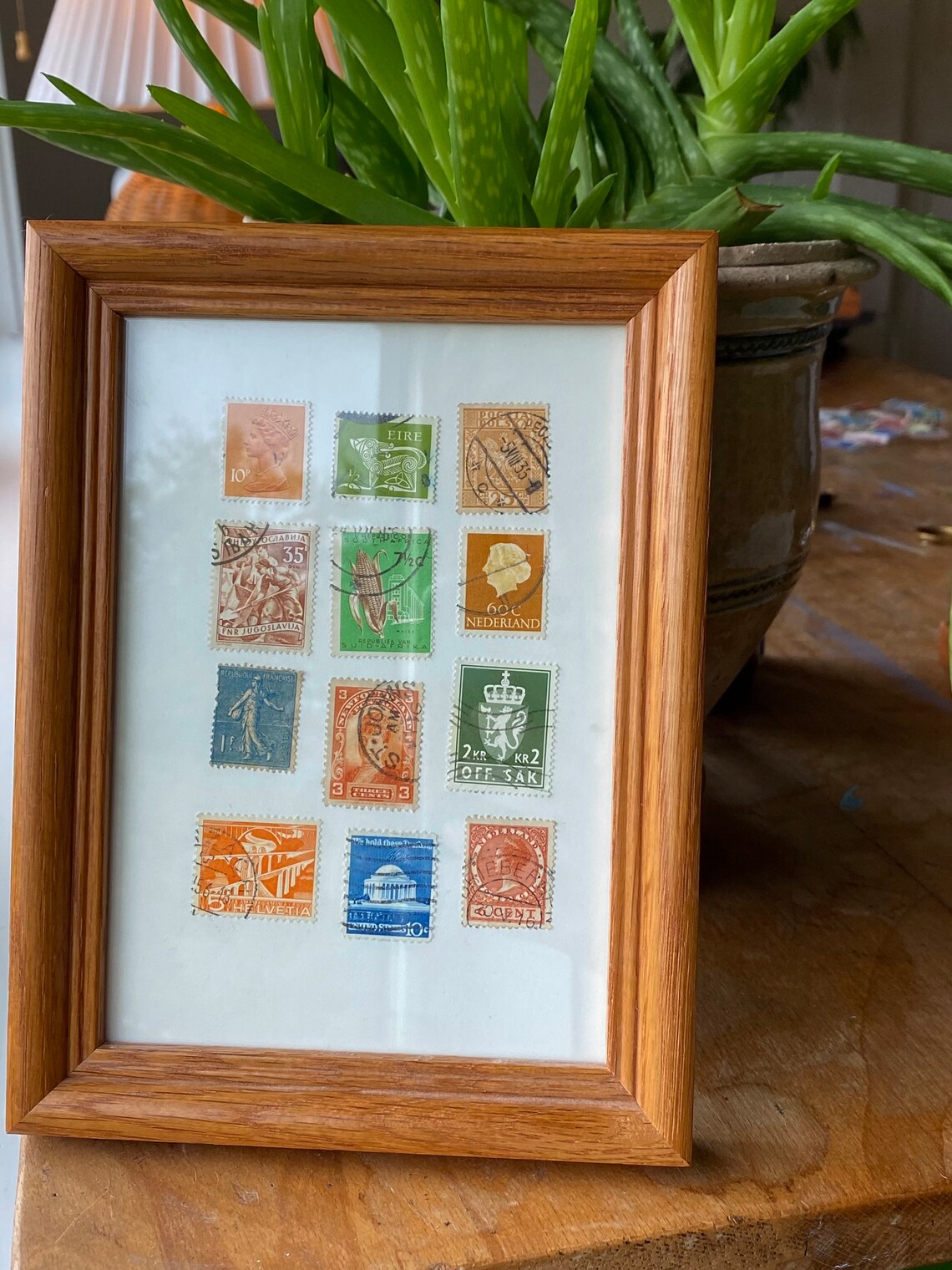 Postage Stamp Art Arrangement Vintage Framed Wall Art - Etsy