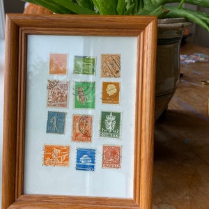 Postage Stamp Art Arrangement Vintage Framed Wall Art - Etsy