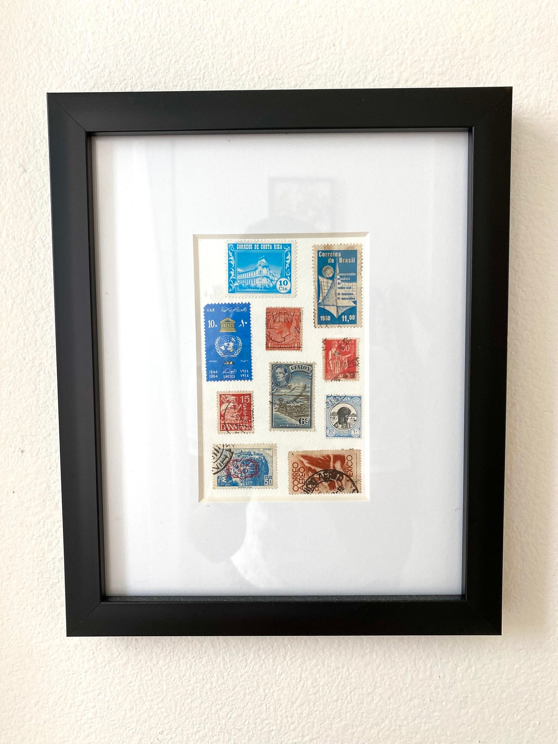 Postage Stamp Arrangement Vintage Art Framed - Etsy
