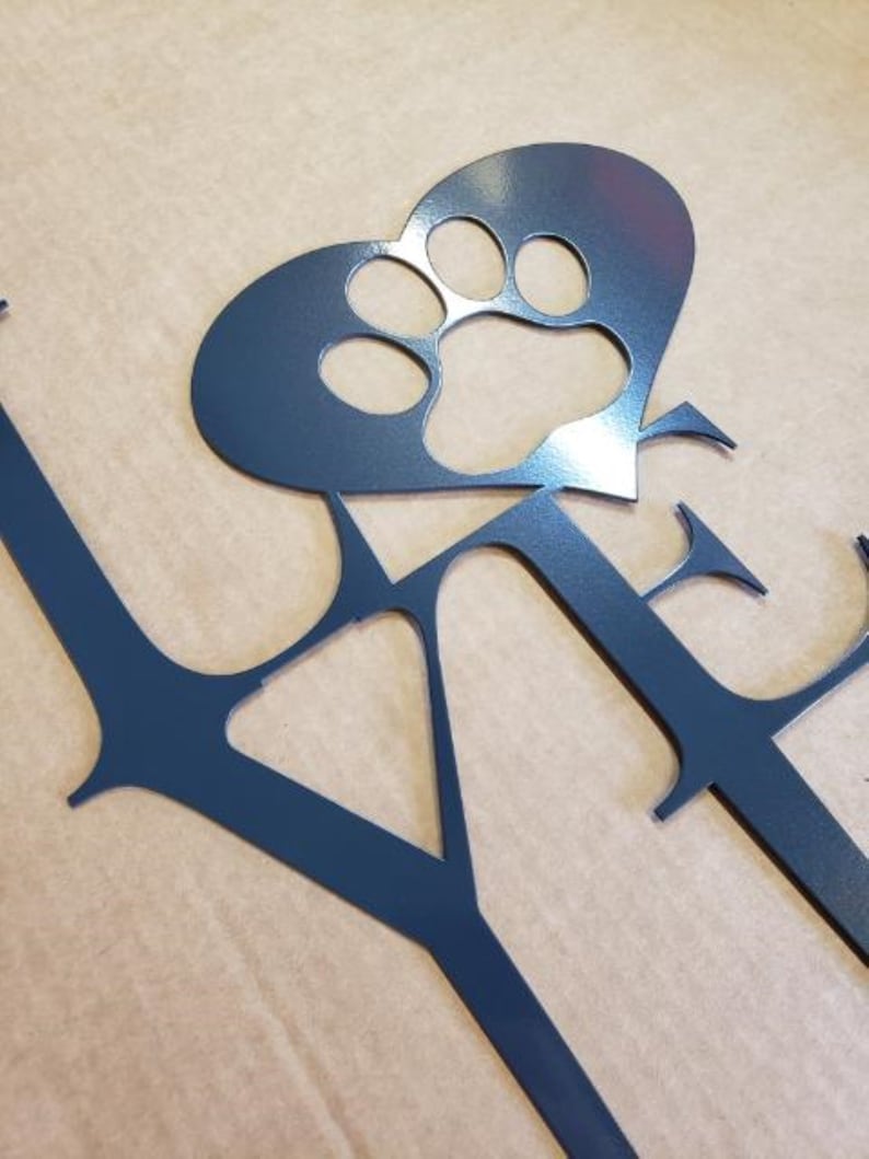 Love Dog Paw Metal Sign - Love Dog Paw Metal Yard Art - Metal Wall ...
