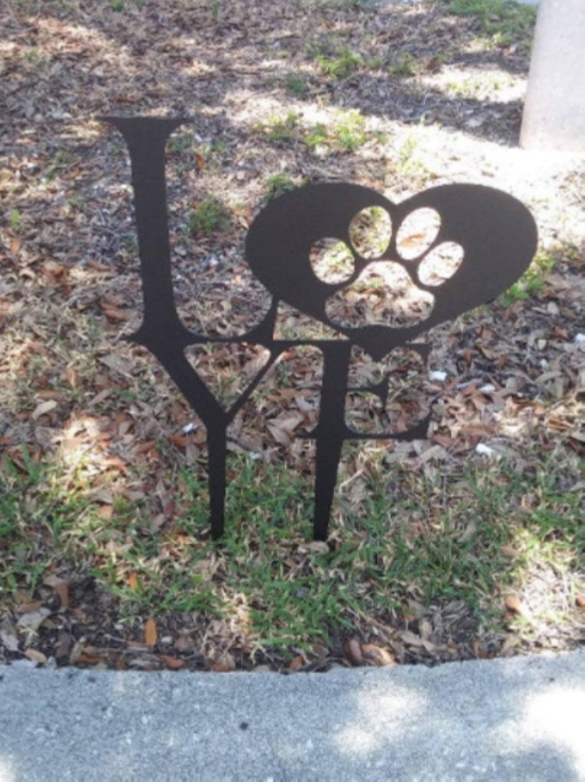 Love Dog Paw Metal Sign - Love Dog Paw Metal Yard Art - Metal Wall ...