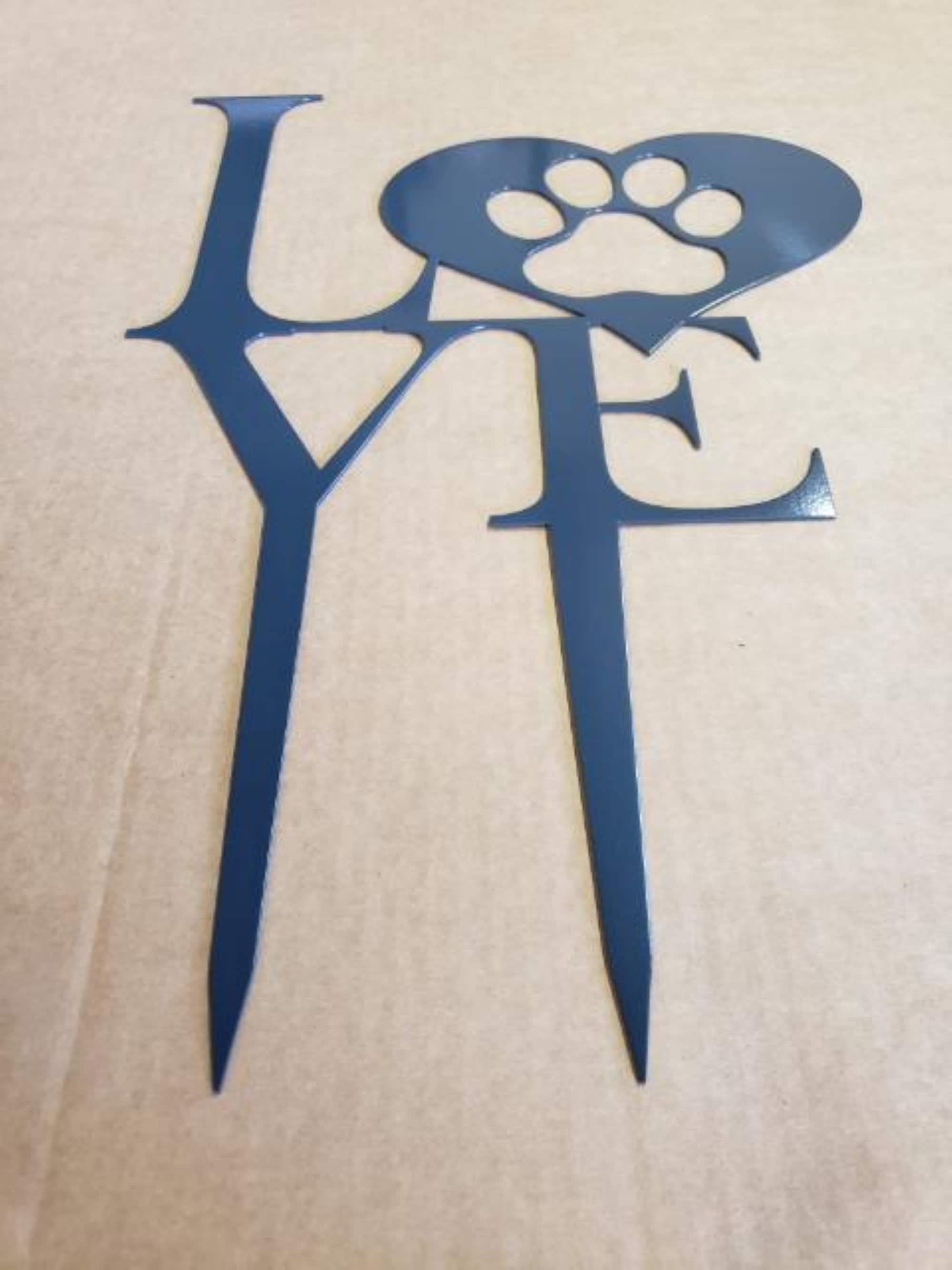 Love Dog Paw Metal Sign - Love Dog Paw Metal Yard Art - Metal Wall ...