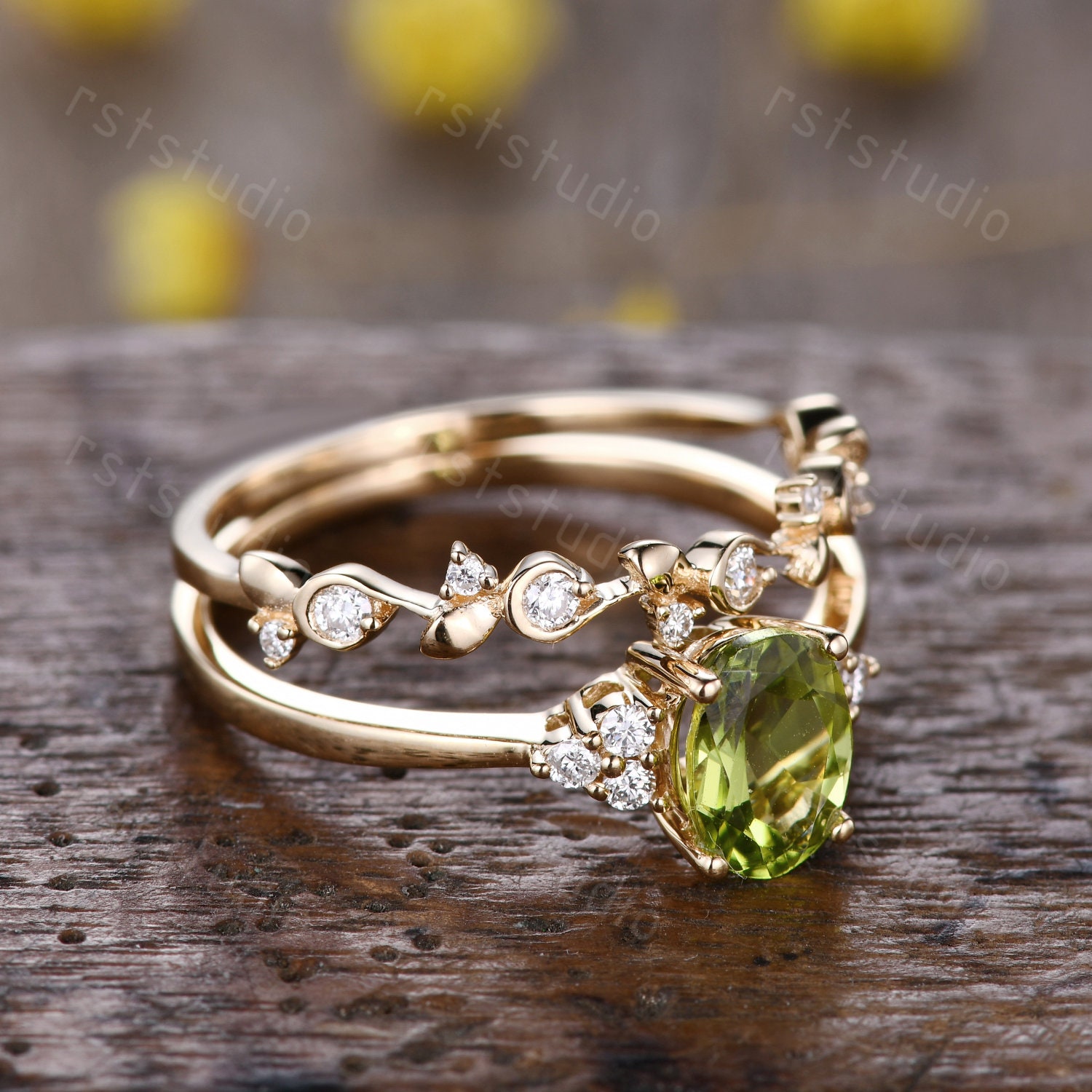 14K Yellow Gold Peridot Engagement Ringvintage Peridot Ring | Etsy