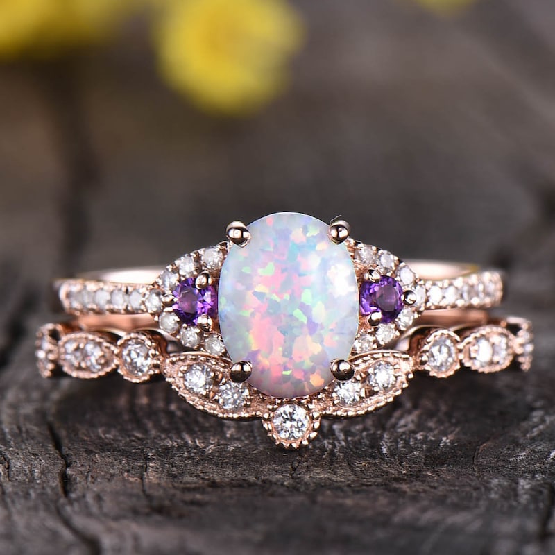Opal Amethyst Ring - Etsy