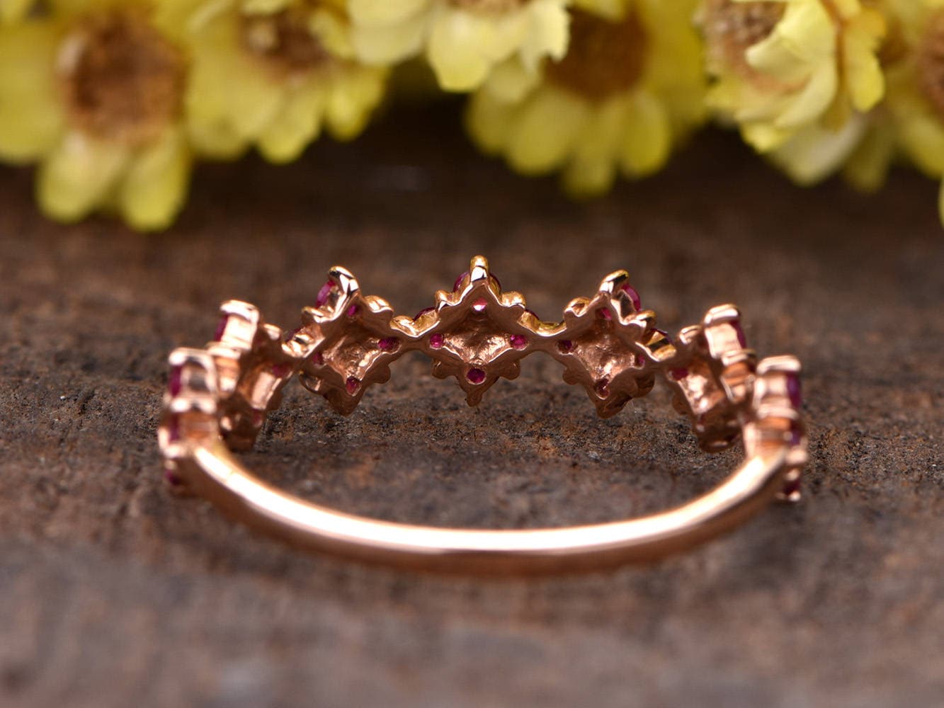 Unique Ruby Engagement Ring Ruby Wedding Band Rose Gold Bridal - Etsy