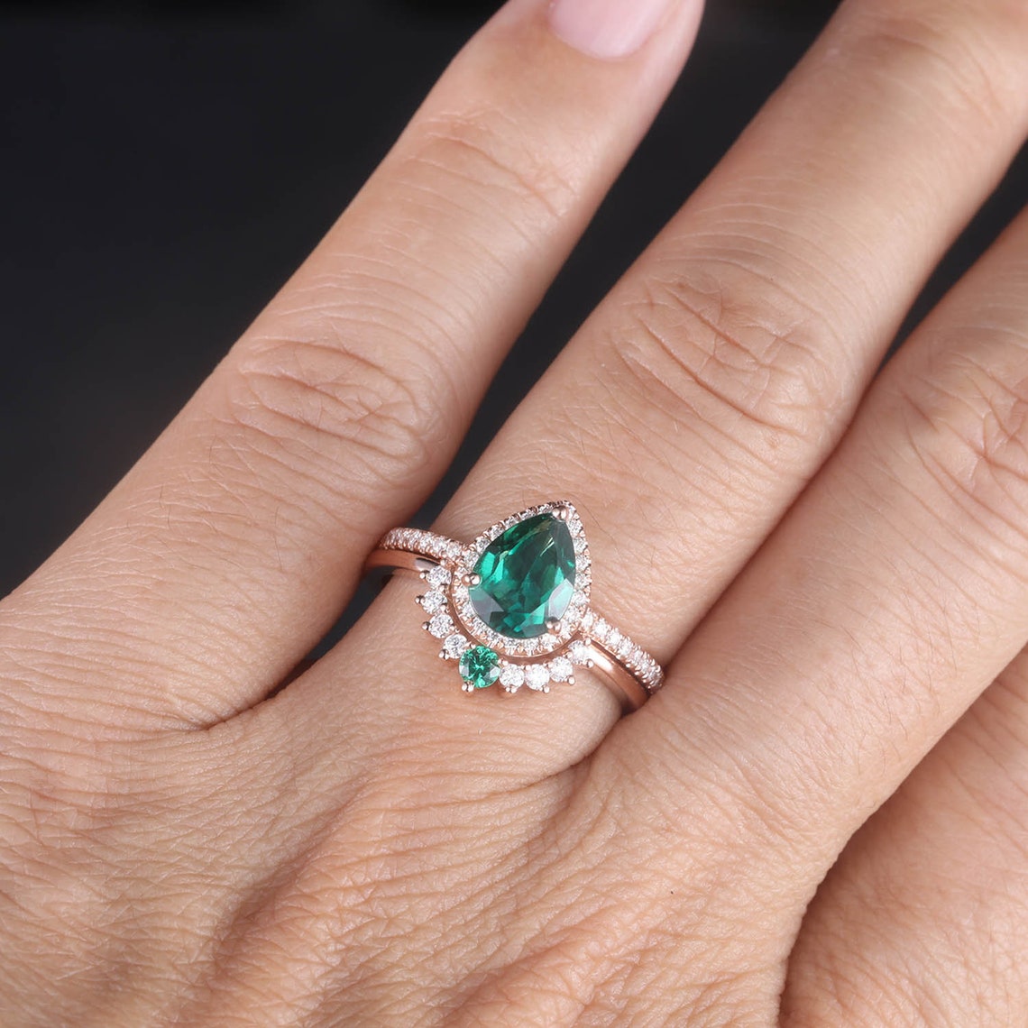 Emerald Rings for Women Emerald Engagement Ring Setvintage | Etsy