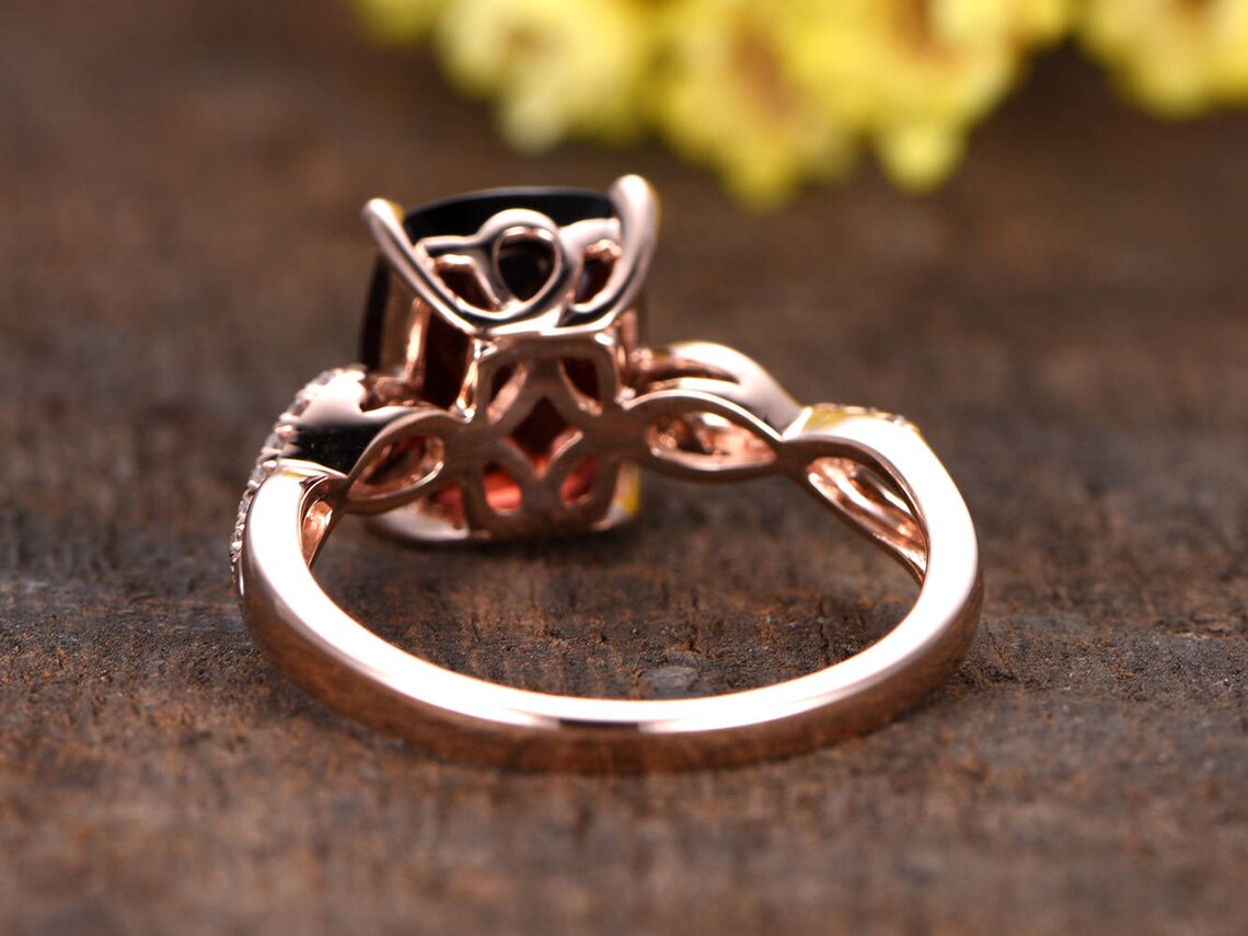 Garnet Engagement Ring Infinity Ring Rose Gold Split Shank | Etsy