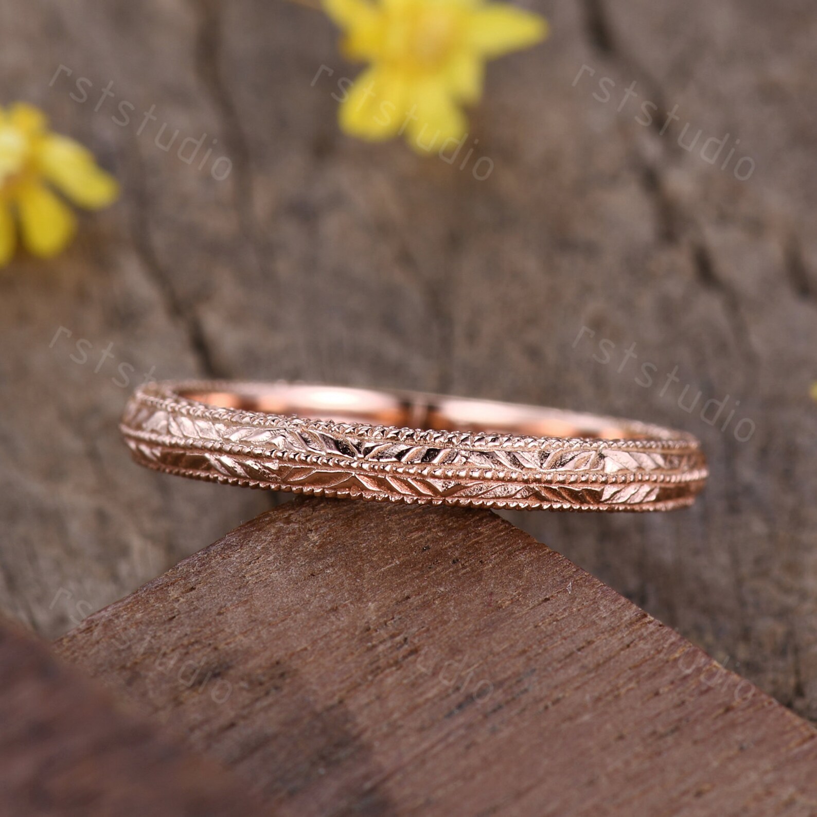 Antique Filigree Ring Floral Engraving Wedding Bands Vintage - Etsy