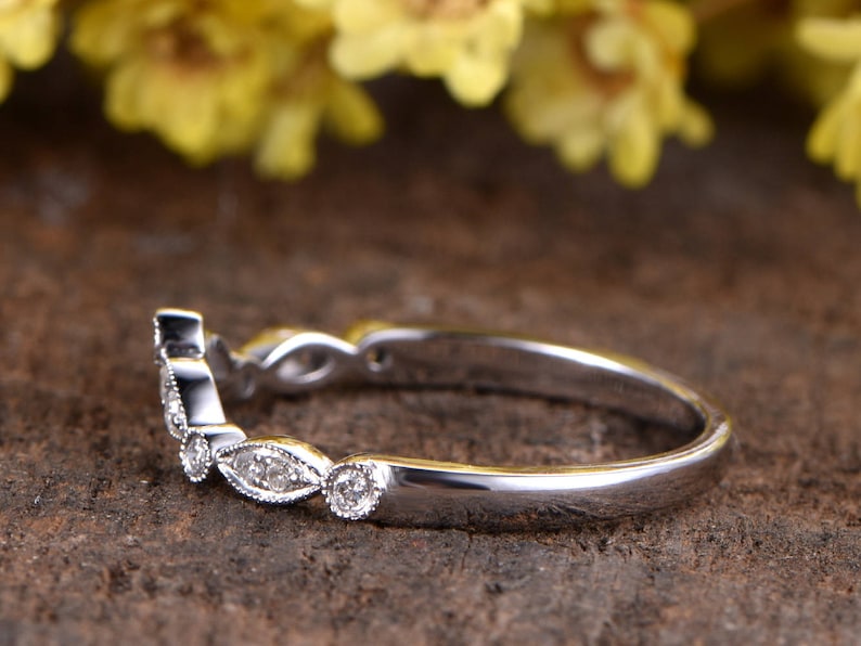 Women Diamond Chevron Ring Eternity Band Art Deco V Shaped - Etsy