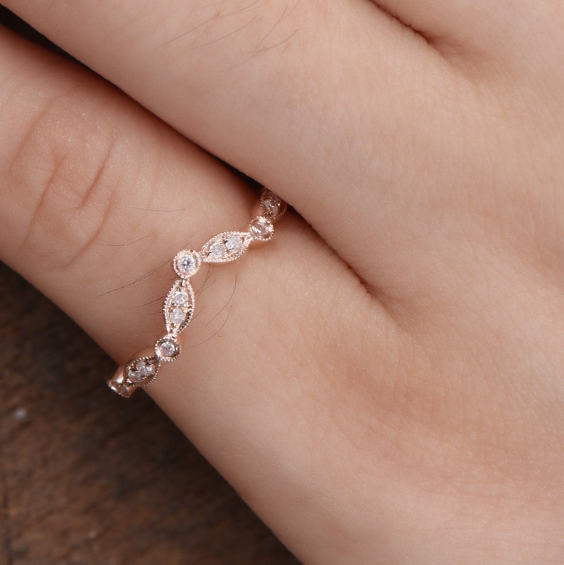 Women Diamond Chevron Ring Eternity Band Deco V Shaped | Etsy